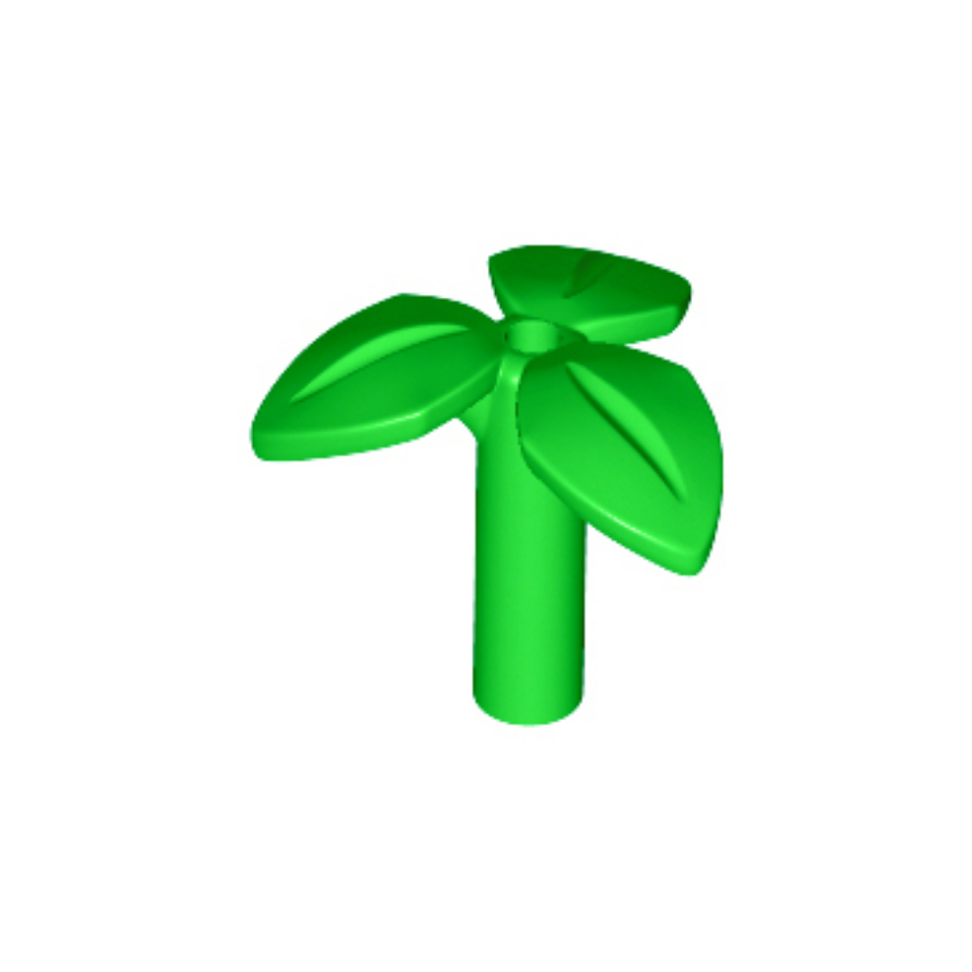 Plant Stem with Bar, 3 Leaves, and Small Pin Hole - 37695 – Planeta Brick